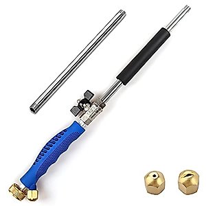 YunGuoGuo High Pressure Power Wash Hose Nozzle Attachment 30 Inches Extension Rod Blue，Hydro Jet Garden Watering Wand for Gutter Cleaning