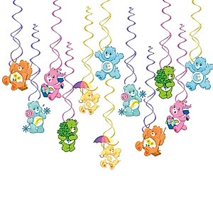 12Pcs Care Cute Bear Party Decoration Rainbow Bear Party Hanging Swirls Decoration for Girls' Cartoon Bear Theme Birthday Party Barnyard Party Supplies