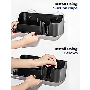 KEMIMOTO Boat Caddy Organizer, Boat Cup Holder Installed with Screws/Suction Cups On Any Flat Surface, Boat Storage Organizer, Cockpit Storage Box for Bass Boat Kayak Pontoon Jon Boat