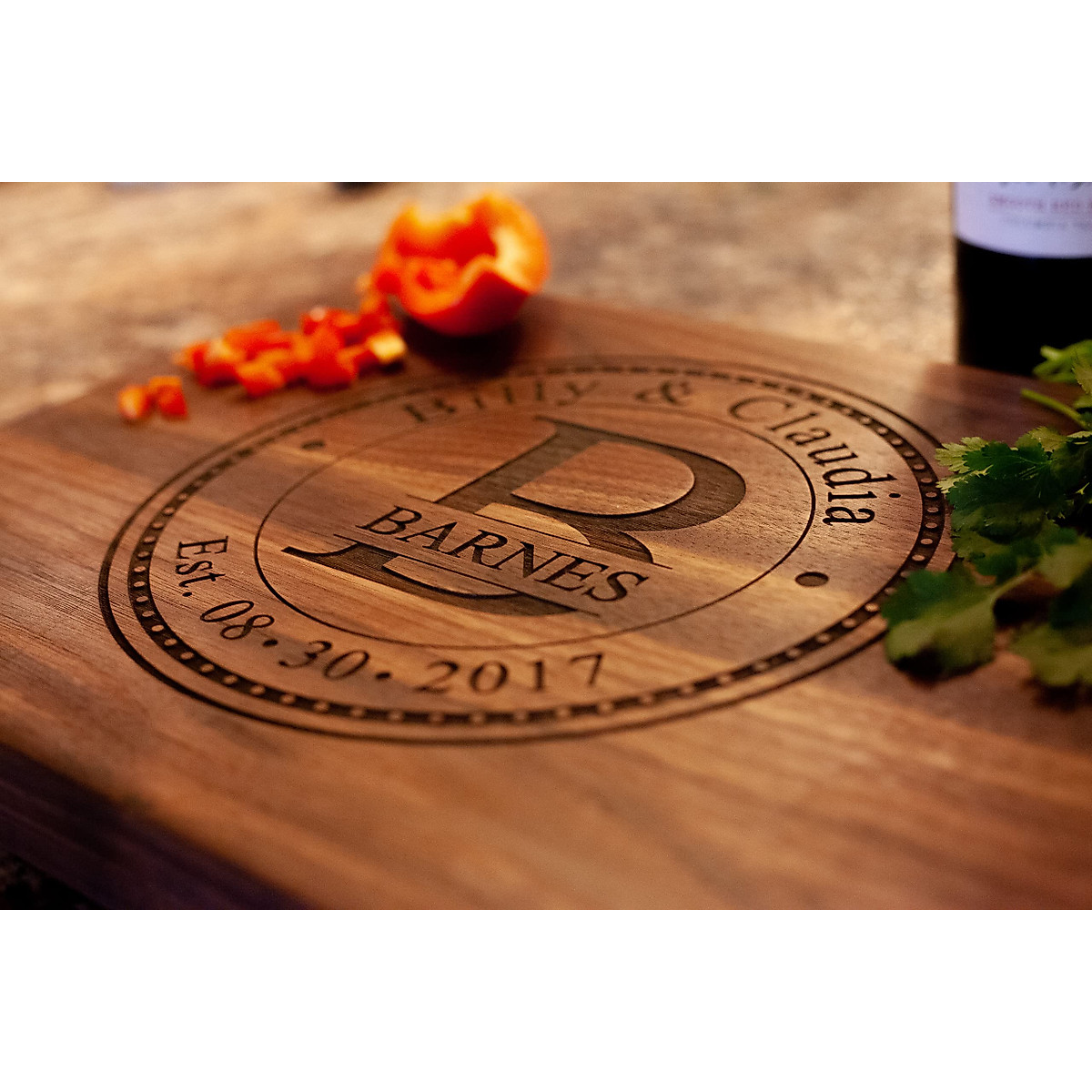 Christmas Gifts for Couples 2023 USA Handcrafted Custom Cutting Board! Engrave your Giftee's Name & Date! Personalized Cutting Board Wedding Gift Anniversary Gift for Couple