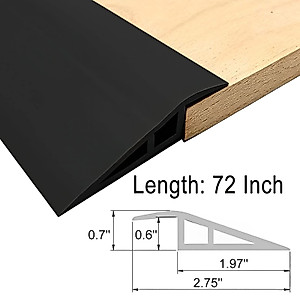 Vinyl-Floor Transition Strip Door-Thresholds-Ramps 72 inch, Threshold 1/2'' ~ 3/5'', Thresholds Ramps for Doorways, Edge-Reducer Transition-Strip for Door/Floor (Black)