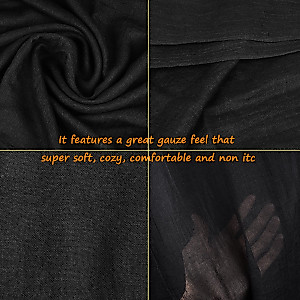 Iristide Womens Long Scarf in Solid Color, Light Weight Large Shawls Wrap for Beach Outdoor Camping Traveling Sunscreen Neckwear 75×43 inch (Black)