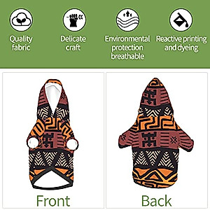 African Mud Cloth Tribal Small Pet Hooded Warm Sweatshirt Pet Clothing Pet Dog Sweatshirt