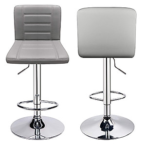 Leopard Bar Stools Set of 2, Modern Adjustable Bar Stool with Back, Straight Line Swivel Barstool (Light Grey)