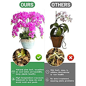 5 Quarts Orchid Potting Bark, Sun-Dried New Zealand Medium Organic Pine Wood Chip Barks for Orchids Mix Plant Compost, Natural Houseplant Mulch for Plant Root Development