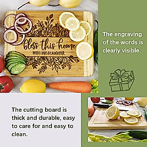 Engraved Cutting Board,New Home Owner Gifts, Housewarming Gifts - Bless This Home, With Love & Laughter