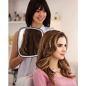 OWBIA Large Hand Mirror, Handheld Mirror with Handle, Salon Mirror for Barber Hairdressing (12.4" x 9")