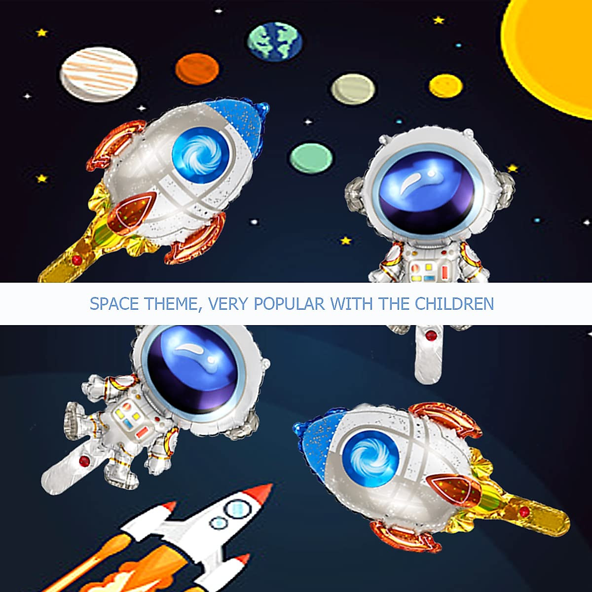 20Pcs Astronaut Aluminum Foil Balloons Outer Space Balloons Decoration for Outer Space Theme Party Kids Birthday Party Supplies Baby Shower