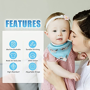 WESOTE Baby Bandana Drool Bibs for unisex，12 Pack Baby Bibs for Teething and Drooling，Organic Cotton Bib for Boys Girls