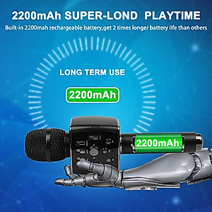 2049 X37 12w Cardioid Dynamic Karaoke Microphone, Adult Kid Handheld Wireless Bluetooth Karaoke Machine for Home/Carpool/Party/Classroom/Outdoor Compatible with Smart phone/PC/PAD/Car Speaker/TV