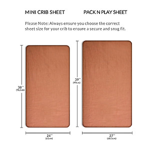 Muslin Pack and Play Sheets for Baby Boys and Girls 39"x27"x3", Neutral Muslin Cotton Pack N Play Mattresses Sheet with Boho Style, Soft and Breathable Comfort (Brick, Pack and Play Sheet)