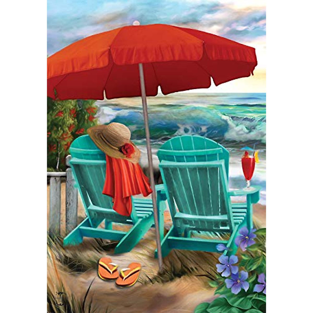 Beach Life Summer Garden Flag Nautical Adirondack Chairs 12.5" x 18"