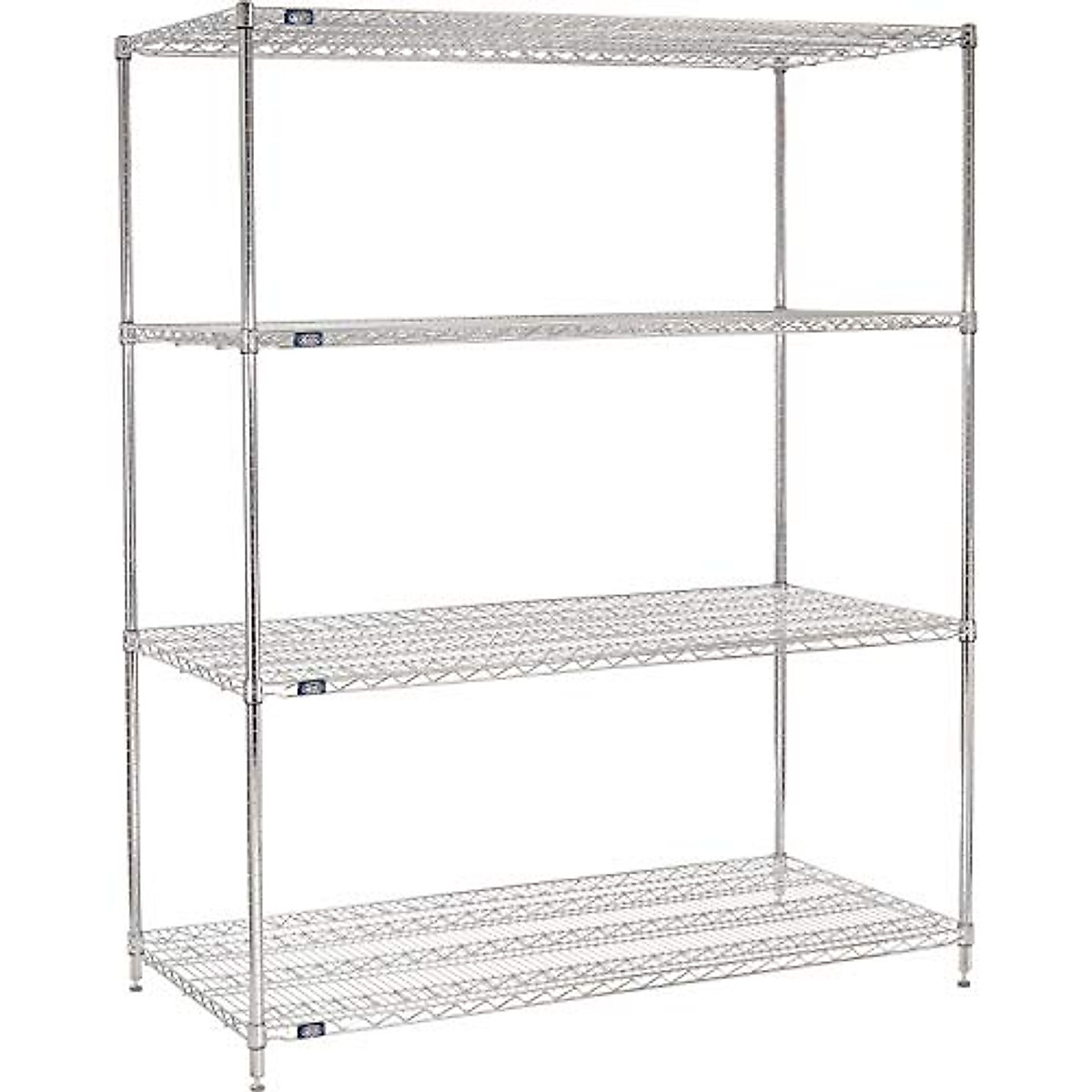 Nexel Adjustable Wire Shelving Unit, 4 Tier, Commercial Dry Storage Rack, 30" x 60" x 74", Chrome