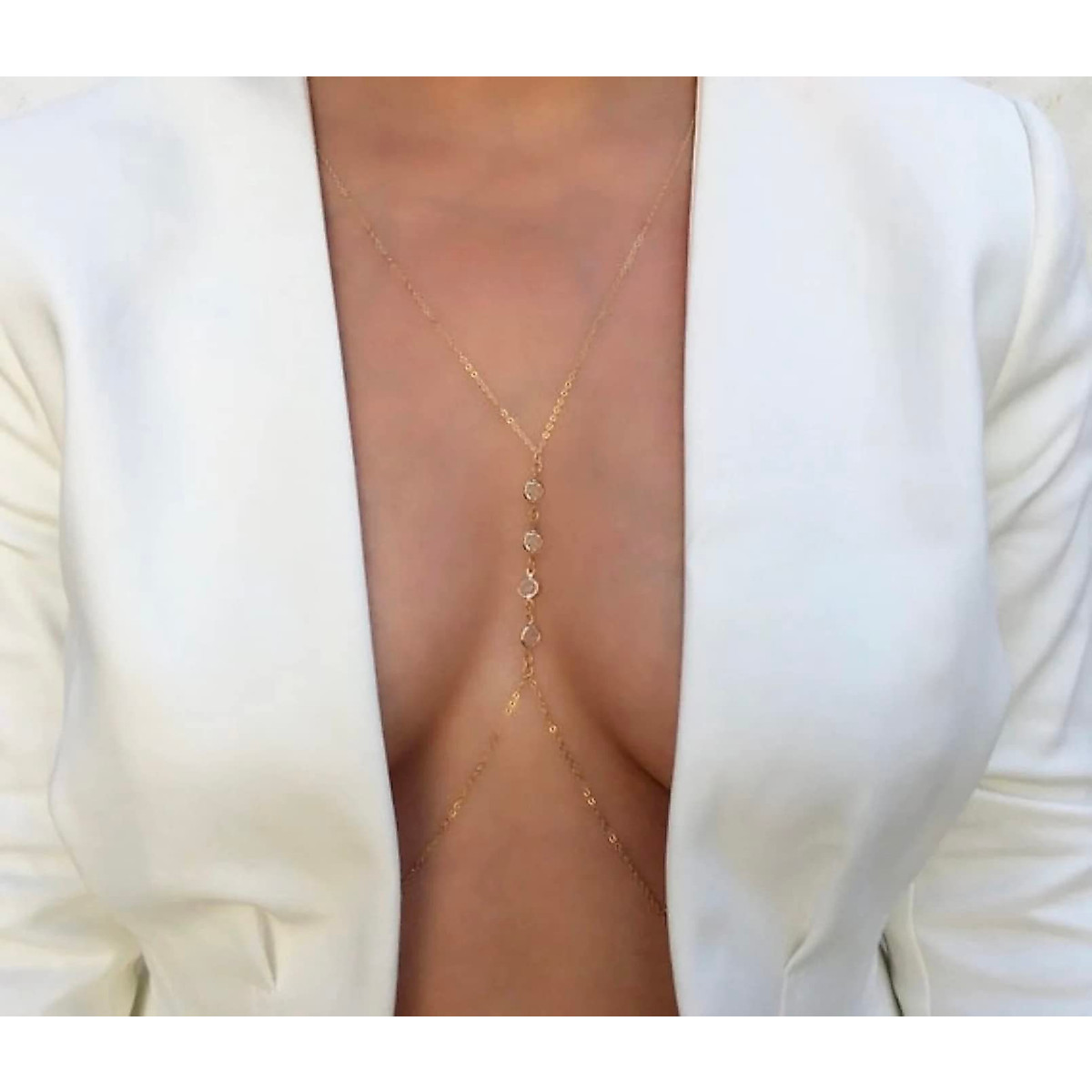 Crystal Body Chain, Layer Body Chain Waist Chain, Bikini Body Jewelry for Women (BC25)