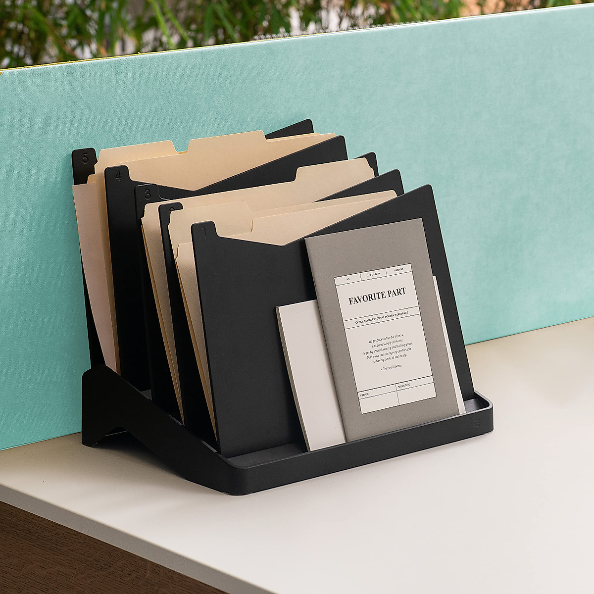 STEALTHO Desk or Wall File Organizer Patented - Hanging Magazine Holder - Desktop Folder Sorter with Boltless Assembling System - 5 Tray Sections - White