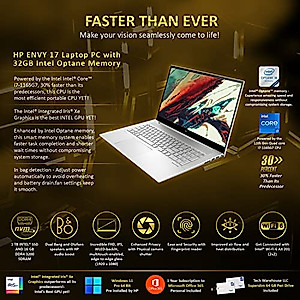 HP Envy 17T 2021 i7-1165G7 11th Gen, Win 11 Pro, 16GB RAM, 1TB Intel SSD+32GB Optane Memory, 17.3" FHD Touch, 1Yr MS Office365, WiFi 6, B&O Speakers, 4 Cell Battery, Intel XE, 64GB TW Pen Drive