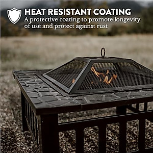 GasOne Fire Pit – 32-inch Outdoor Fire Pits – Metal Firepits for Outside Patio with Fireplace Screen – Elegant and Modern Fire Pit Table for Camping, Heating, Bonfire, Picnics - Outdoor Fire Pit