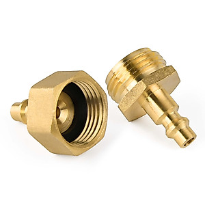 SILATU Air Compressor 1/4" Blow Out Plug - GHT 3/4" Hose to Air Compressor Fitting, BV Water Line Blowout Adapter Camper, RV, Travel Trailer, 2PCS