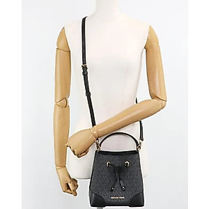 Michael Kors XS Suri Mini Bucket Crossbody Drawstring Shoulder Bag 35F2GM9M1B PVC (Black PVC)