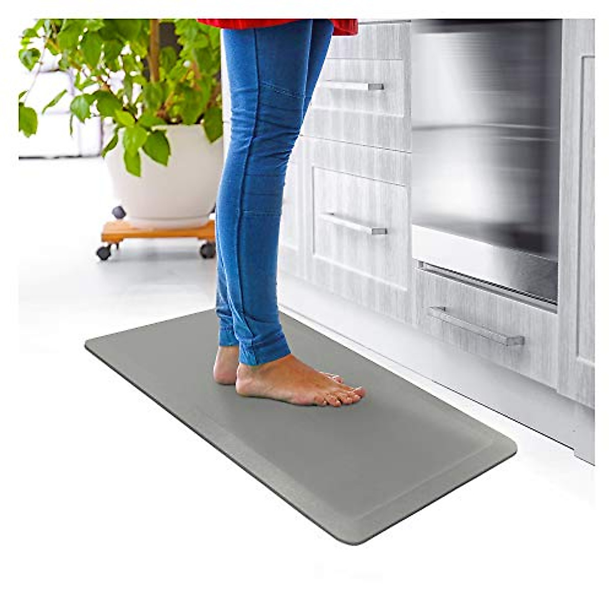 Ultralux Premium Anti-Fatigue Floor Comfort Mat, Durable Ergonomic Non-Slip Kitchen Standing Mat, 3/4” Thick, 16” x 24”, Multi-Purpose Standing Support Pad, Home, Office, Garage, Kitchen Rug, Gray