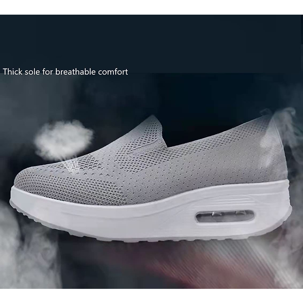 LAISMEIX Women's Orthopedic Shoes Orthopedic Platform Slope Heel Orthopedic Road Walking Sneakers Wedge Slip On Shoes Mesh Stretch Anti Slip Shoes Flat Casual Shoes Wedge Slip On Shoes Black 38