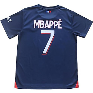 ORGBRAIN 2023/2024 Home #7 Football Soccer Kids Jersey Shorts Socks Set Youth Sizes (Navy, 30)