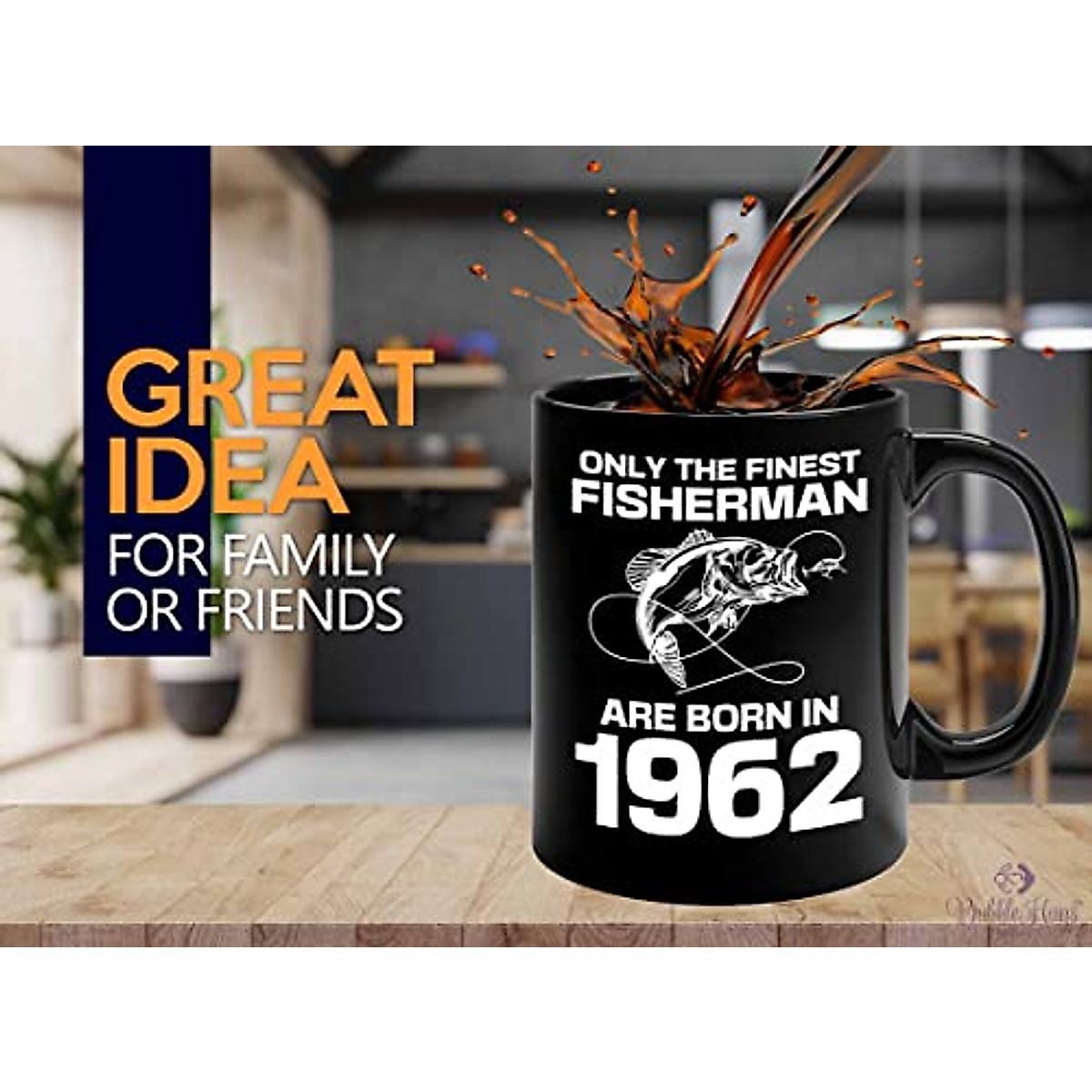 Fishing Lover Coffee Mug 11oz Black - finest fishermen born 1962 - Ice Fishing Fisherman Gifts Camping Gifts Bass 61st Birthday Gift Retired Dad