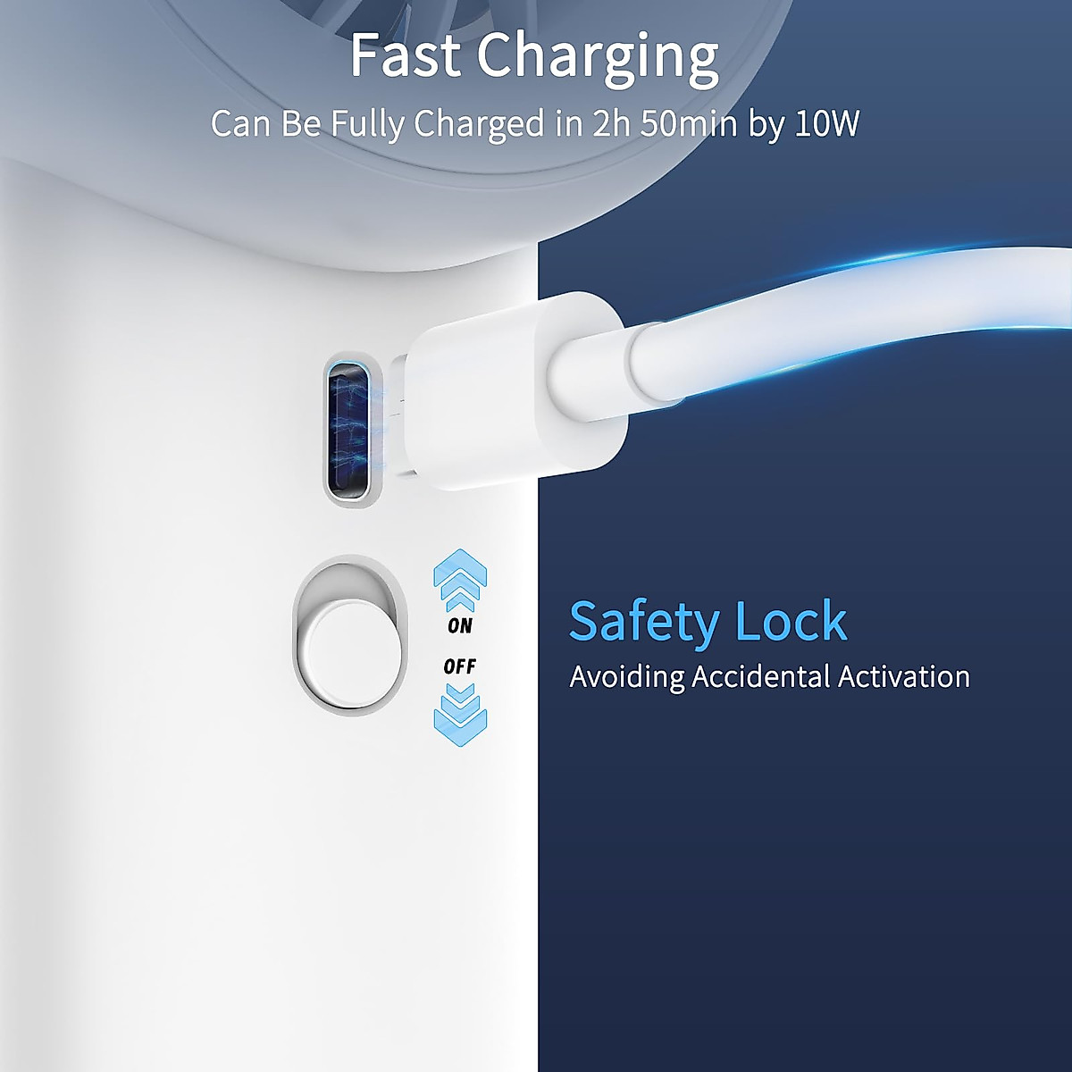 WAFTING Portable Handheld Fan, USB Fan Portable Personal Fan with 100 Speed Adjustable, 5000mAh Battery Rechargeable Mini Fan for Travel Camping Outdoor, Gifts for Women Men