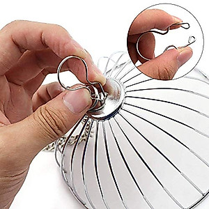 Wontee Rabbit Hay Ball Stainless Steel Hanging Feed Dispenser for Bunny Hamster Guinea Pig Rat Chinchilla (B: 5.11inch, Silver)