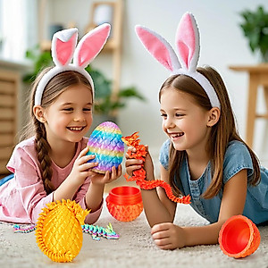 TBOLINE 3D Printed Easter Dragon Egg, Articulated Crystal Dragon Fidget Toy, Surprise Prefilled Easter Egg Filled with Toy - Basket Essentials Stuffers for Kids Girls Boys