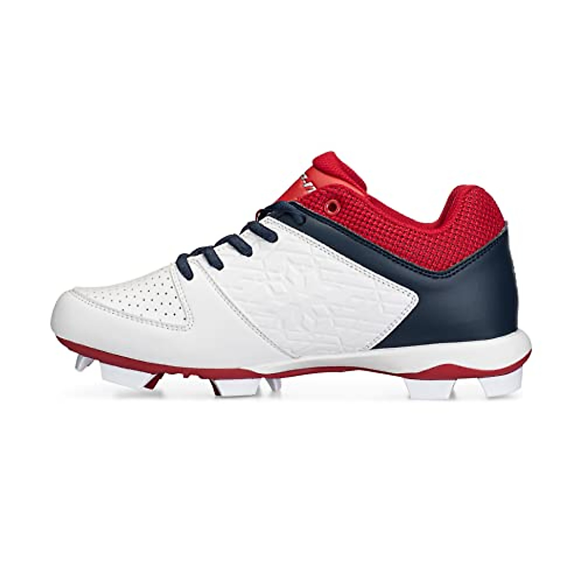 RIP-IT Girls Diamond Softball Cleats | Youth Softball Shoes for Girls | White/Navy/Red | Size 4