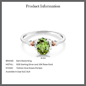 Gem Stone King 925 Silver and 10K Rose Gold Oval Gemstone Birthstone Engagement Ring | Oval 7X5MM | Wedding Engagement Anniversary Solitaire Promise Ring For Women