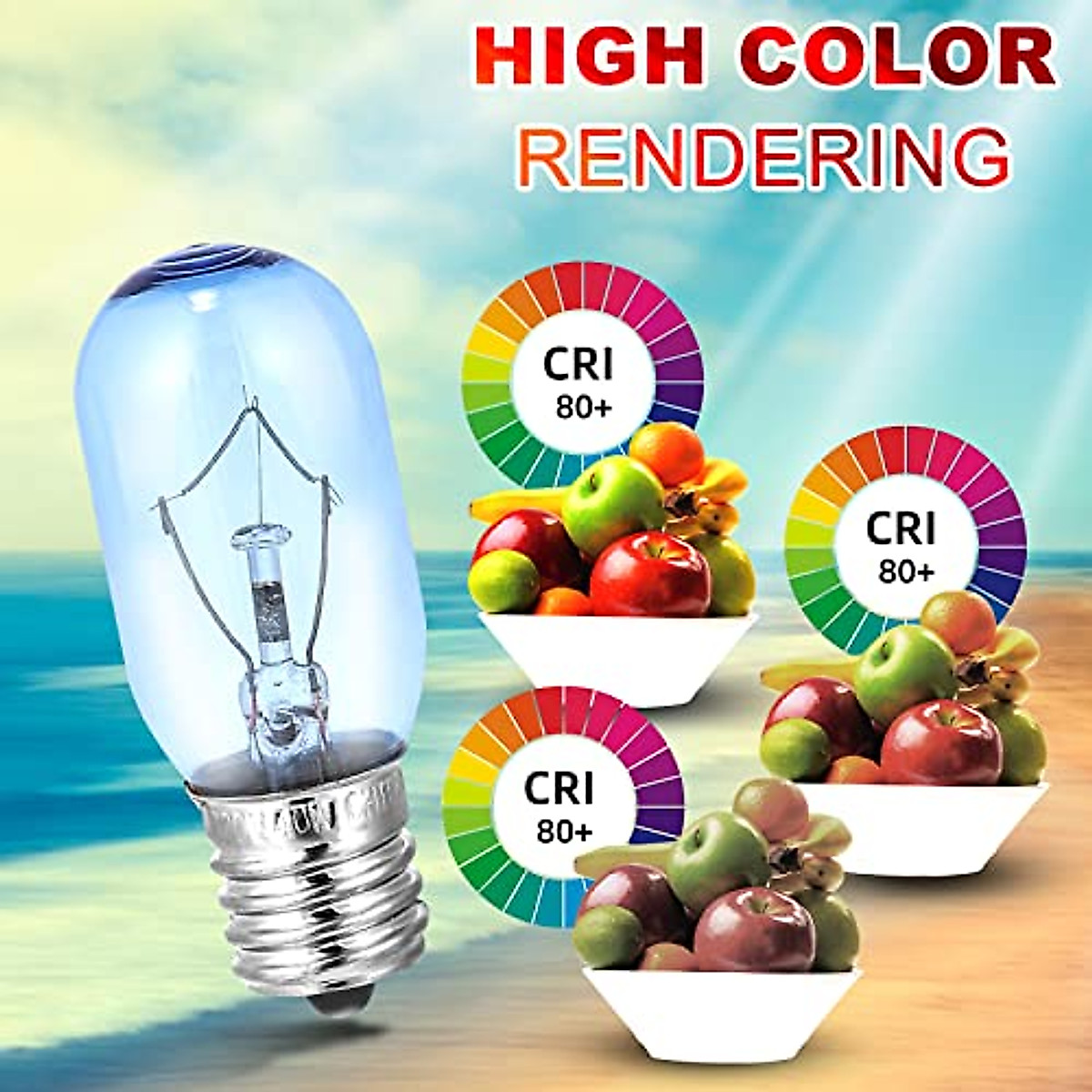 LaWana T8 297048600 241552802 Refrigerator Light Bulb, 40W Replacement Bulb Compatible with Whirlpool, KitchenAid, Electrolux, Kenmore and Frigidaire, Kitchen Appliance(2 Pack)