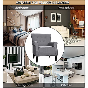 Festival Depot 1 Piece Indoor Modern Fabric Furniture Accent Arm Chair Single Sofa for Living Room Bedroom with Comfortable Seat (Grey)