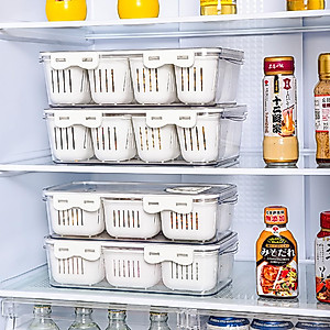 Mimeile Fruit Serving Trays with Lid Divided Veggie Tray Snack Serving Platter Vegetable Storage Box Draining Basket Fridge Organizer Container for Salad Cooking Party Picnic Travel