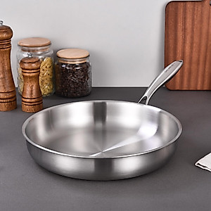 DELARLO Whole Body Tri-Ply Stainless Steel Frying Pan set, 8”/10”/12” Cooking pans, Kitchen Cookware Set, Fast Heating Chef's pan with Ergonomic Handles, Suitable for All Stove