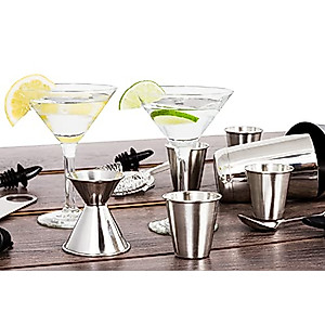 LexiHome 16 Pc Cocktail Making Set, Bartender Kit, Cocktail Shaker Gift Set, Bar Accessories, Drink Tool Kit with Drink Shaker, Hawthorne Strainer, Bar Spoon, Bottle Opener, Tin Shot Glasses, & More