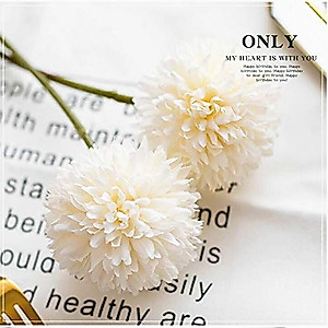 SHINE-CO LIGHTING Artificial Chrysanthemum Ball Flowers Hydrangea Arrangement Bouquet 10pcs Present for Friends Decor for Home Office Coffee House Parties and Wedding (Milk White)