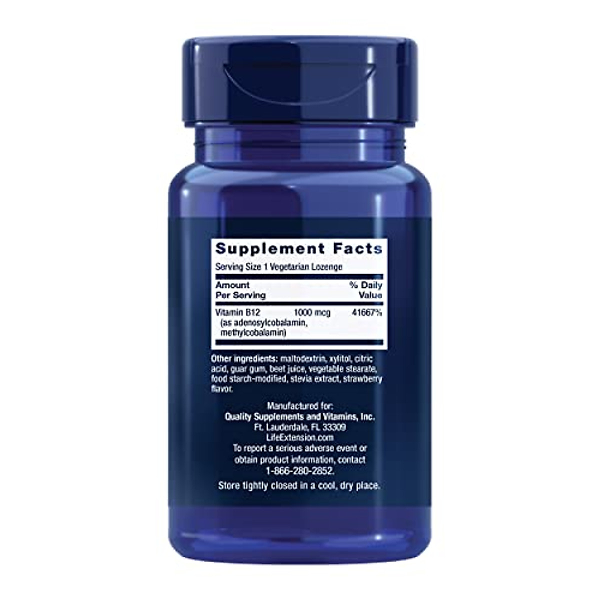 Life Extension B12 Elite - 1000mcg Vitamin B12 Supplement for Energy Metabolism, Brain and Nerve Health – Non-GMO, Vegetarian, Gluten-Free – Dissolvable and Chewable 60 Lozenges