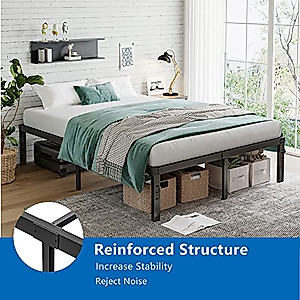 Artimorany Full Size Bed Frame, 14 Inch Mattress Foundation, Heavy Duty Steel Slats Support Platform with Underbed Storage, Easy Assembly, Non Squeak, Black