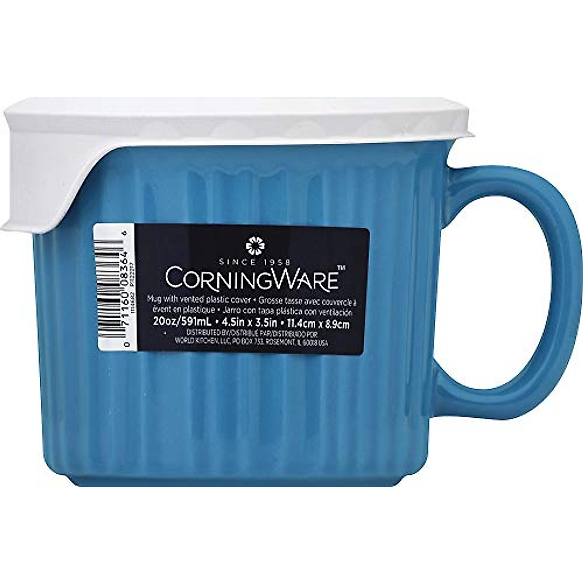 CorningWare Ceramic Colours Pop-Ins Pool 20-oz Mug w/Lid, 1 Count (Pack of 1), Blue