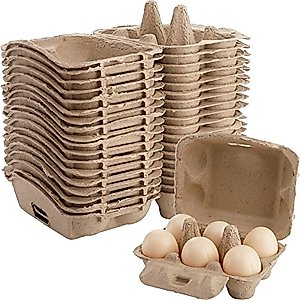 Lawei 20 Pack Empty Egg Cartons - 6 Cell Pulp Fiber Egg Tray Holder Egg Storage Containers for Family, Farm, Market, Camping, Picnic, Travel