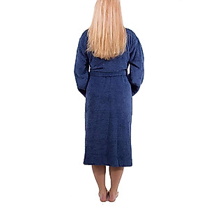 Ramesses Bathrobe Mens,Premium Thick Terry Cloth Bathrobe,Towel Bath robe Long–Staple Combed Men's Cotton Robe(Navy)