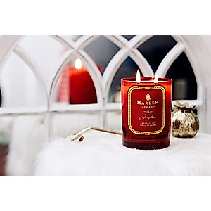 Harlem Candle Company, Josephine Luxury Scented Candle, Double Wick, 12 oz Red Glass Jar, Soy Wax, Gift Box, Scents of Rose, Jasmine, Amber, Tonka Bean and Sandalwood