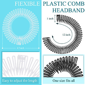 WILLBOND 14 Pcs Full Circular Stretch Comb Headbands Flexible Plastic Circle Hair Comb Circular Tooth Headband Plastic Hair Hairband Holder for Women Girls Hair Accessories, 7 Styles(Lovely Color)