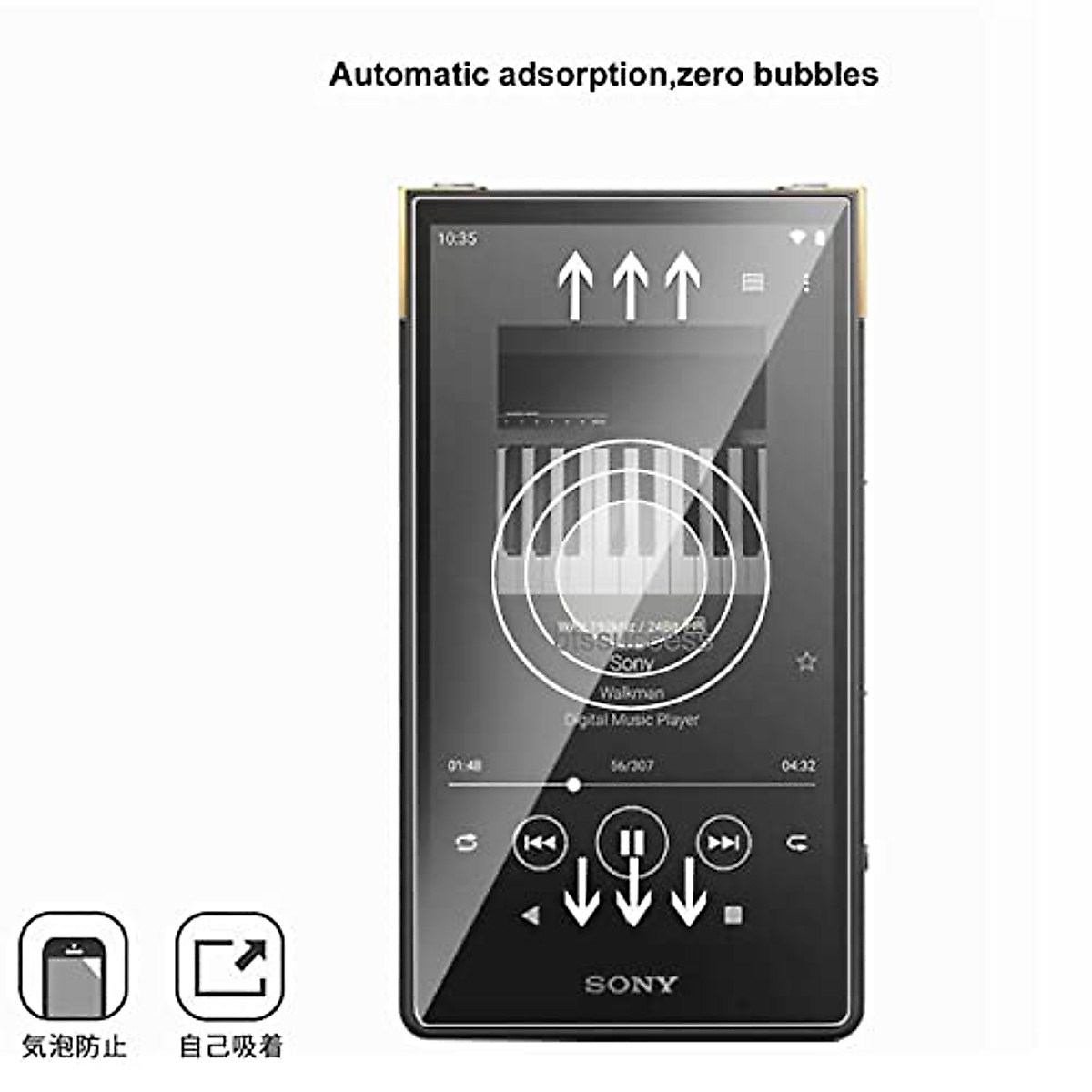 AudioPartner 9H Scratch-Proof Premium Front LCD Screen Protector Guard Tempered Glass Protective Film for Sony Walkman NW-ZX700 NW-ZX706 NW-ZX707 (1pc)