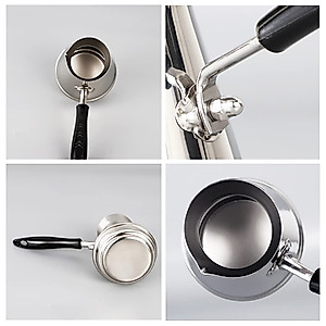 Turkish Coffee Pot Stainless Steel Milk and Coffee Warmer Chocolate and Butter Melting Pot with Heat Resistant Handle (L (21oz))