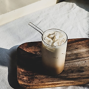 [10 Pcs] Colorful Glass Straws Shatter Resistant - 9" x 10mm Reusable Drinking Straws 5 Straight and 5 Bent with 2 Cleaning Brush Perfect for Smoothies, Milkshakes, Tea, Juice