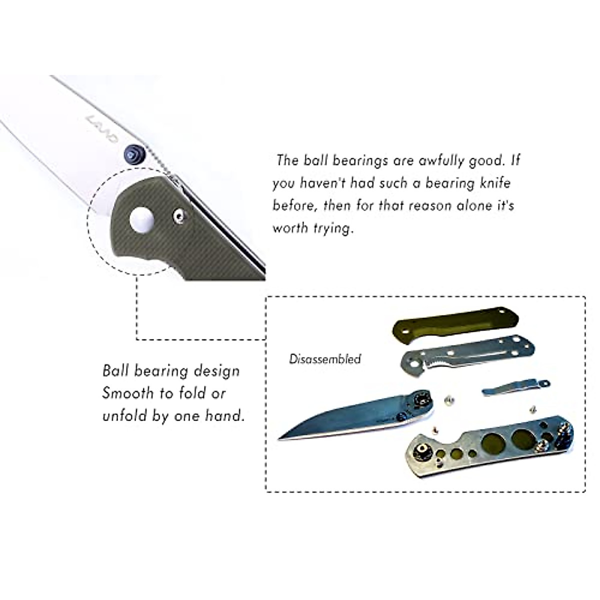 LAND Knives 910 911 912 913 Pocket Folding Knife 12C27 Sandvik Blade Portable Survival Fishing EDC Tool (911)