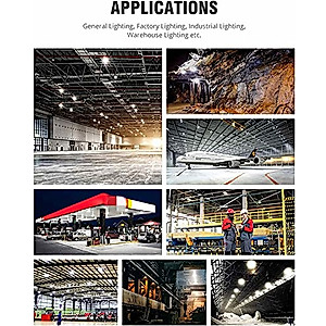 Q QINGCHEN UFO High Bay LED Light 100W 5000K White with US Plug 5 ft Cable LED Warehouse Light, High Bay Shop Light Fixtures for Factory Garage Gym